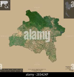 Prachin Buri, province of Thailand. High resolution satellite map ...