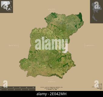 Roi Et, province of Thailand. High resolution satellite map. Corner ...