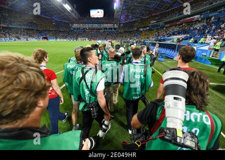 Photographers on the field shoot during the NFL Super Bowl 54 football ...