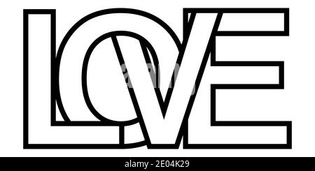 Word love, letter outlines intersection lettering, sign love lettering ...