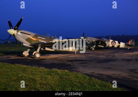 Biggin Hill Heritage Hangar Supermarine Spitfire at a night shoot at ...