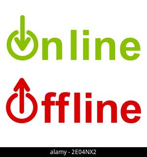 Online and offline contact or work icon set isolated on white ...