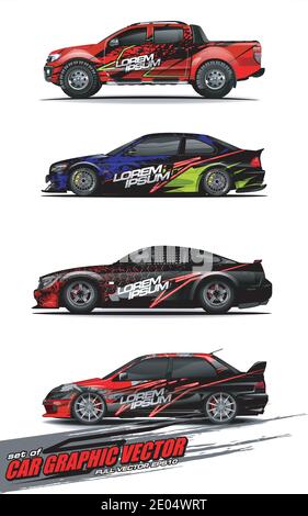 set of vehicle graphic kit vector. Modern abstract background for car ...
