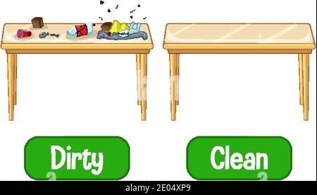 Opposite adjectives dirty and clean illustration Stock Vector Image ...
