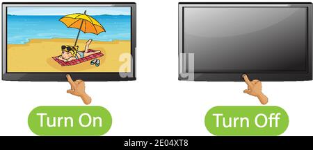 Opposite words for turn on and turn off illustration Stock Vector Image ...