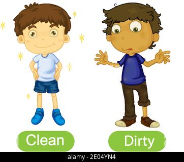Opposite words with clean and dirty illustration Stock Vector Image ...