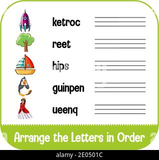 Arrange the letters in order with pictures illustration Stock Vector ...