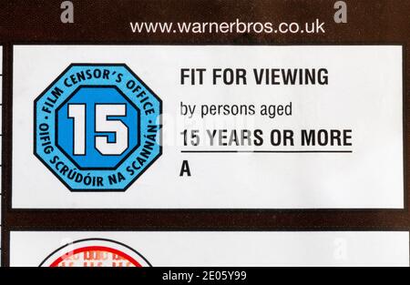 15 rating classification rated fifteen on VHS video cassette tape ...