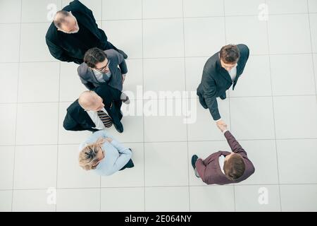 top view.a group of business people standing on a marble floor Stock ...