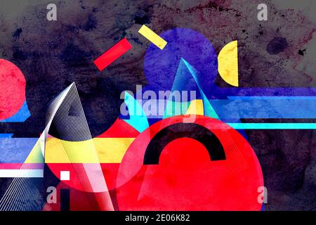 Abstract retro raster color background with geometric objects Stock ...