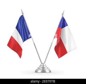 France and Chile two flags on flagpoles and blue cloudy sky Stock Photo ...