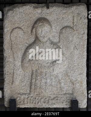 Stone slab showing an angel symbolizing Saint Matthew Stock Photo - Alamy