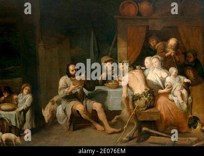 'Le Satyre et les Paysans' by Ryckaert is an artwork featuring a satyr ...