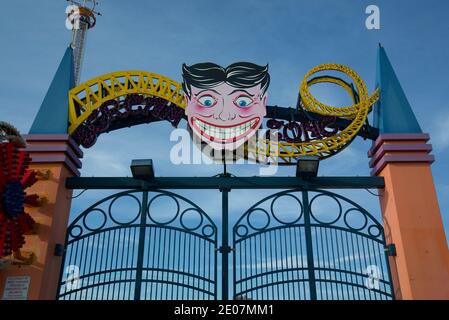 Entrance gate to Coney Island Scream Zone, New York, Amusement Park ...