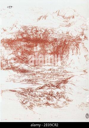 Leonardo da Vinci - v, A storm over a valley c.1506-10 Stock Photo - Alamy
