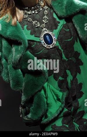 A model displays a creation by Moroccan-born Israeli designer Alber ...