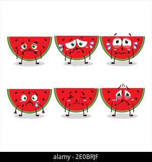 Sad sliced watermelon, illustration, vector on white background Stock ...