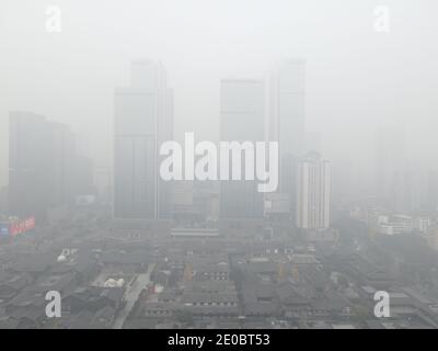 There is super heavy fog in Chengdu city, central China's Sichuan ...