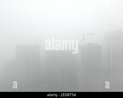 There is super heavy fog in Chengdu city, central China's Sichuan ...