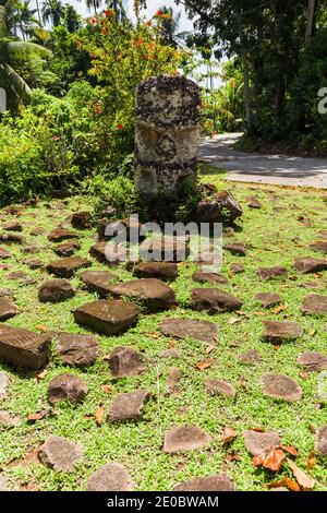 Traditional Face stone monolith, named Mother and Child, near Ngermid ...