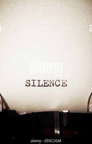 Silence word written with a typewriter Stock Photo - Alamy