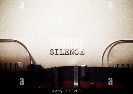 Silence word written with a typewriter Stock Photo - Alamy