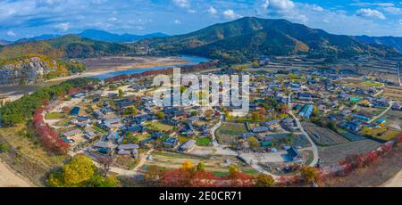 Aerial view of Hahoe Folk Village in Republic of Korea Stock Photo - Alamy