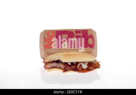 McDonald's McRib sandwich with container on white background Stock ...
