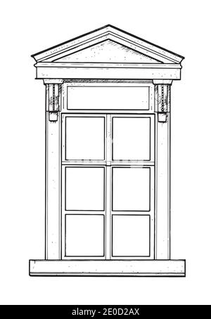 Drawing of classic window isolated - pen sketch Stock Vector Image ...