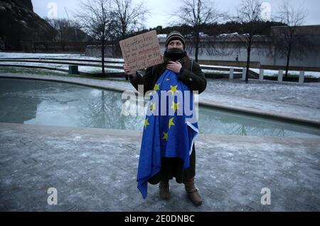 Supporters of the campaign group Yes for EU outside the Scottish ...