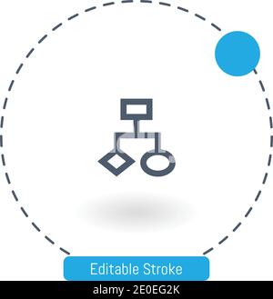 Abstract flowchart diagram. Black outline structure. Hierarchical ...