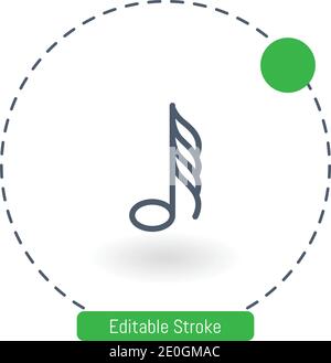 sixty fourth note vector icon editable stroke outline icons for web and ...