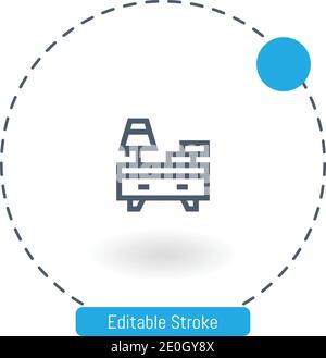 Nightstand bedside icons set. Outline illustration of 4 nightstand ...