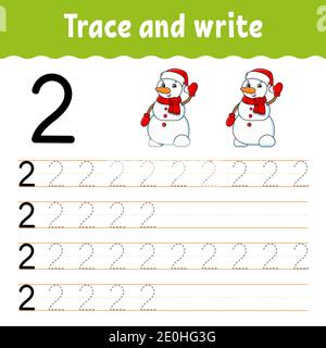 Learn Numbers. Trace and write. Winter theme. Handwriting practice ...