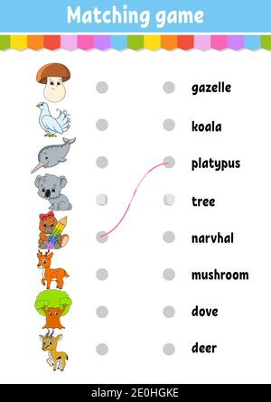 Matching game for kids. Learn English words. Education developing ...