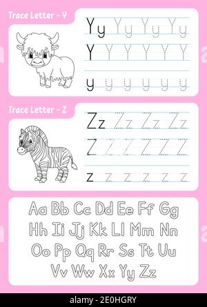 Writing letters. Tracing page. Worksheet for kids. Practice sheet ...