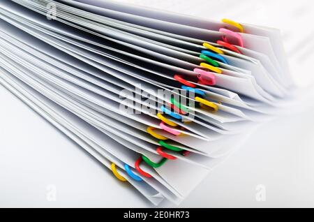 Sheets of paper stapled staples in the stack Stock Photo - Alamy