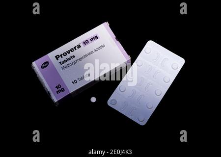 Provera (medroxyprogesterone acetate) 10mg pills with packet, blister pack and individual tablet ...