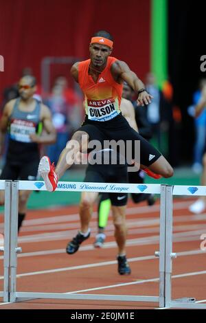Porto-Rico's Javier Culson winning the 400 meters hurdles event of the ...