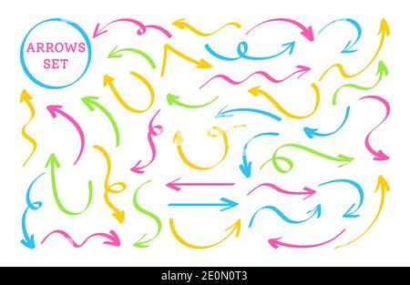 Set of arrows. Colorful comic arrow. Arrow logo concept. Symbol set ...