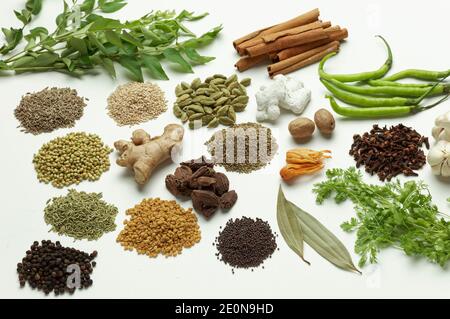 Indian spices grouped together Stock Photo - Alamy