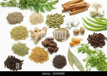 Indian spices grouped together Stock Photo - Alamy