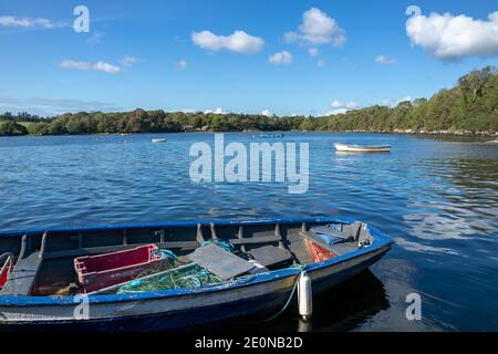 Rowing boat at the pier in Bruckless in County Donegal - Ireland Stock ...