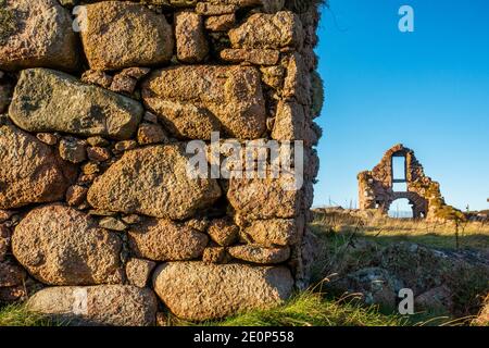 The ruins of Boddam Castle at Boddam near Peterhead in Aberdeenshire ...