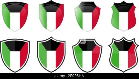 Kuwait official national flag and coat of arms, asiatic country, vector ...