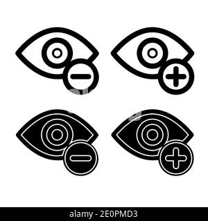 Human eye with minus line icon. Disease visual system, myopia symbol ...