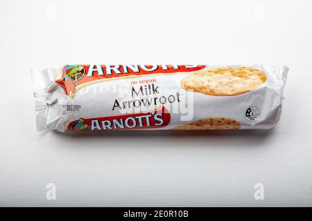 Arnott's Milk Arrowroot biscuits Stock Photo - Alamy