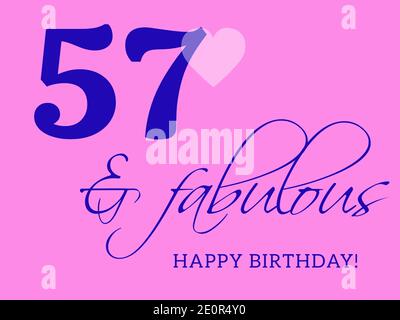 57th birthday card wishes illustration Stock Photo - Alamy