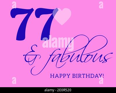 77th birthday card wishes illustration Stock Photo - Alamy