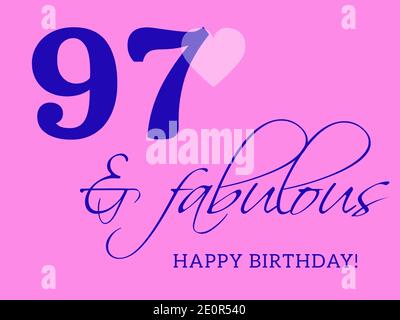 97th birthday card wishes illustration Stock Photo - Alamy